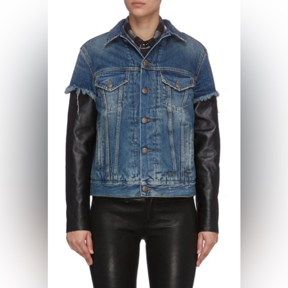 R13 | Jackets & Coats | R3 Kelly Trucker Jean Jacket With Leather ...
